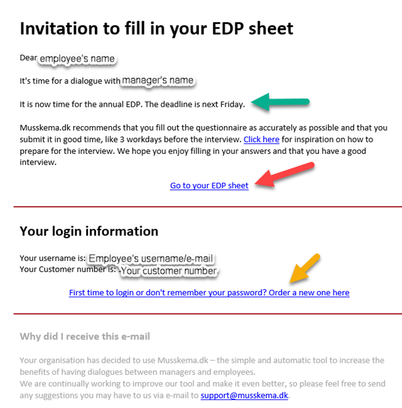 Employee: How to fill in your EDP questionnaire