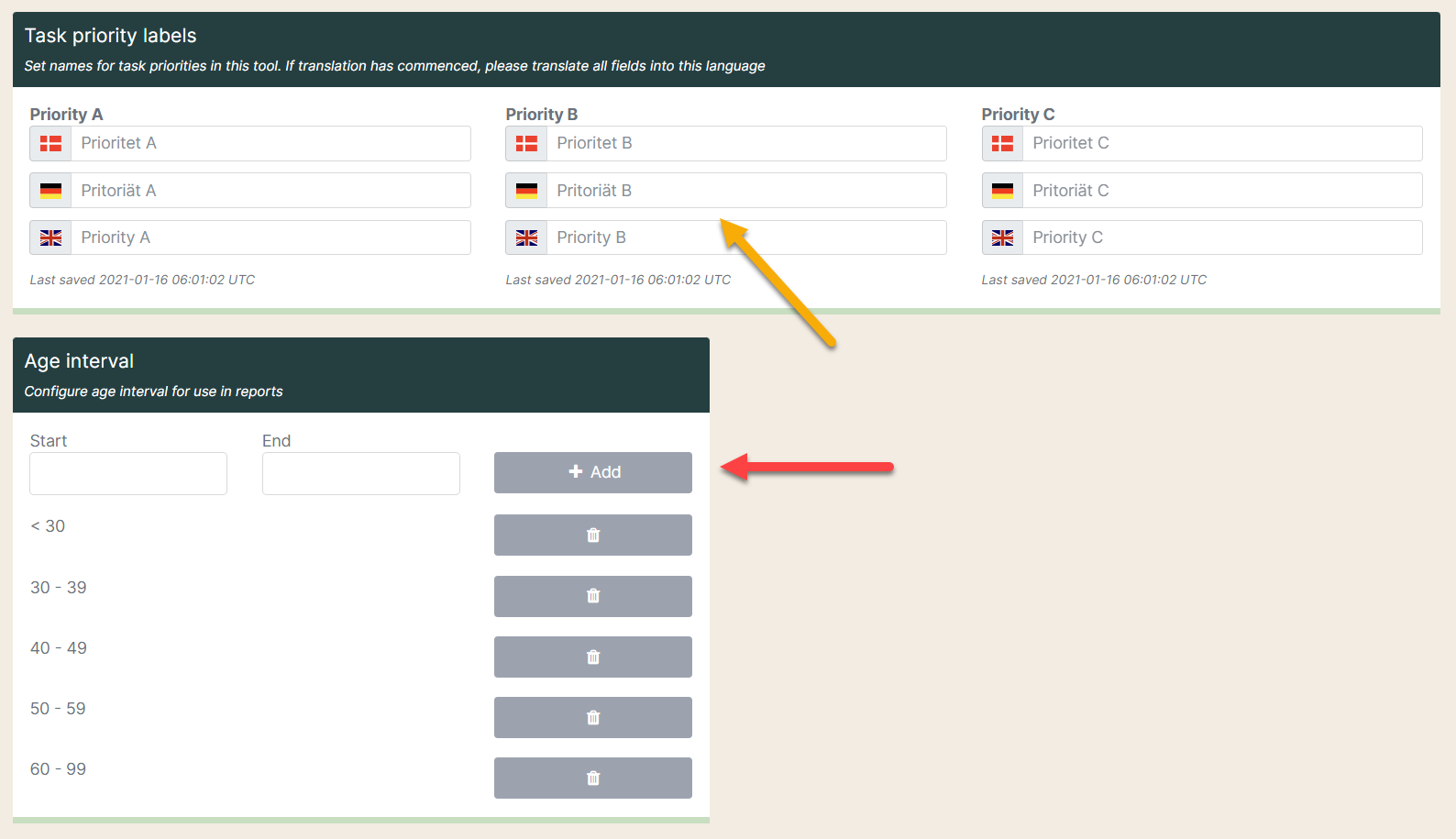 Setting up the sickness absence
