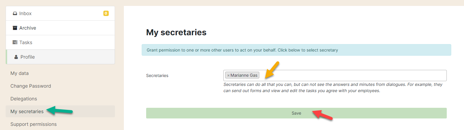 Select secretary
